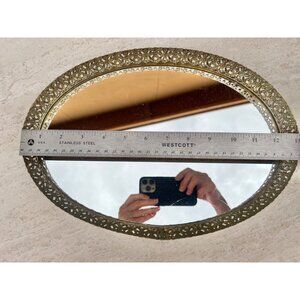 Unknown | Accents | Vanity Mirror Tray Filigree Gold Tone Oval 3x9 Mcm ...